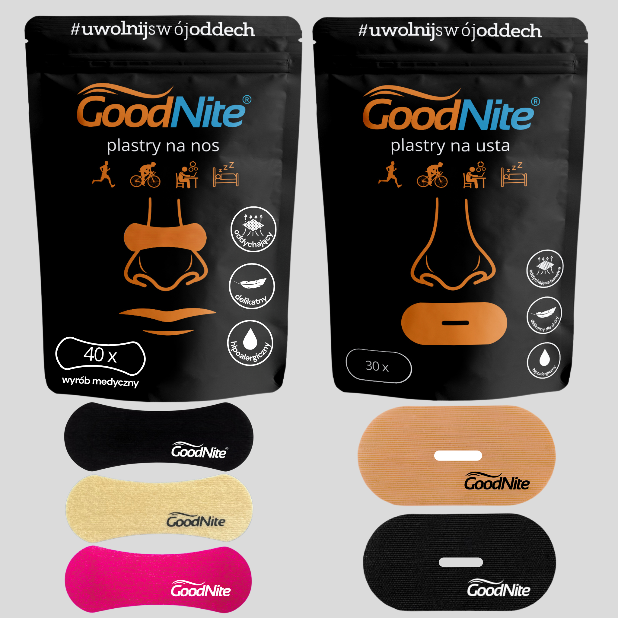 Zestaw Startowy GoodNite (plastry na nos i usta)